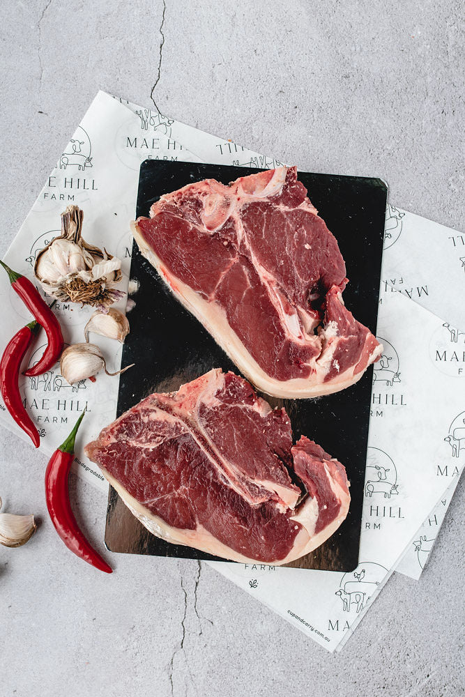 T-BONE STEAKS -800G – Mae Hill Farm